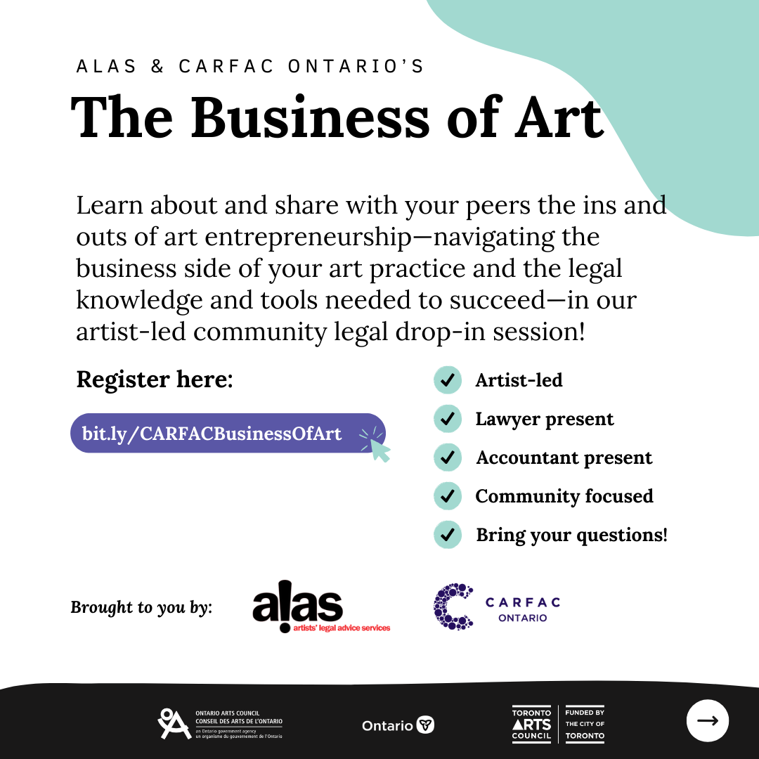 Artists Legal Drop-In Series: The Business of Art – CARFAC Ontario News